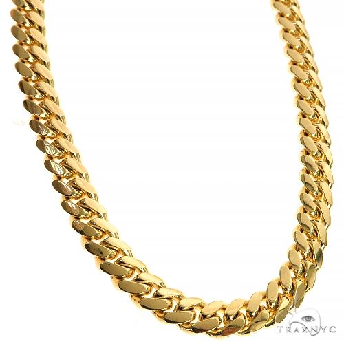 Solid Miami Cuban Link Chain 14K Yellow Gold 22 Inches 9.25mm 66536 ...